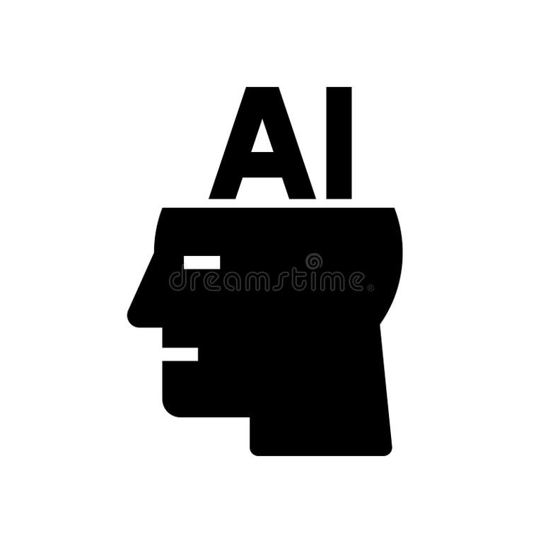 Human Head Tech Icon, AI Technological Brain, Artificial Intelligence Stock Vector ...