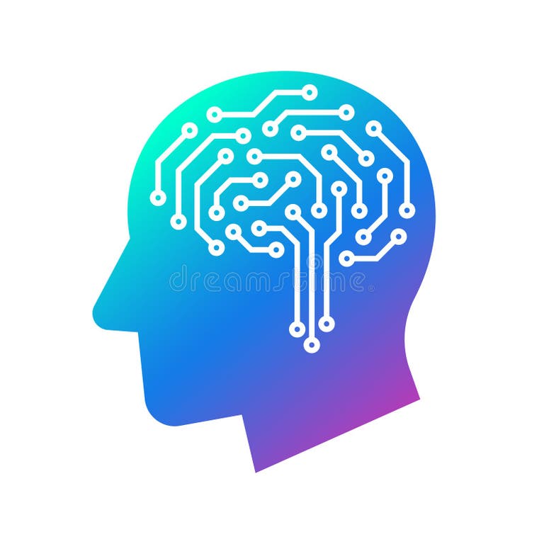 Human Head Tech Logo, Circuit Board Technological Brain, Artificial ...