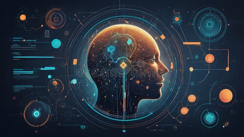 Human Head with Tech Overlay Artificial Intelligence Concept Stock ...