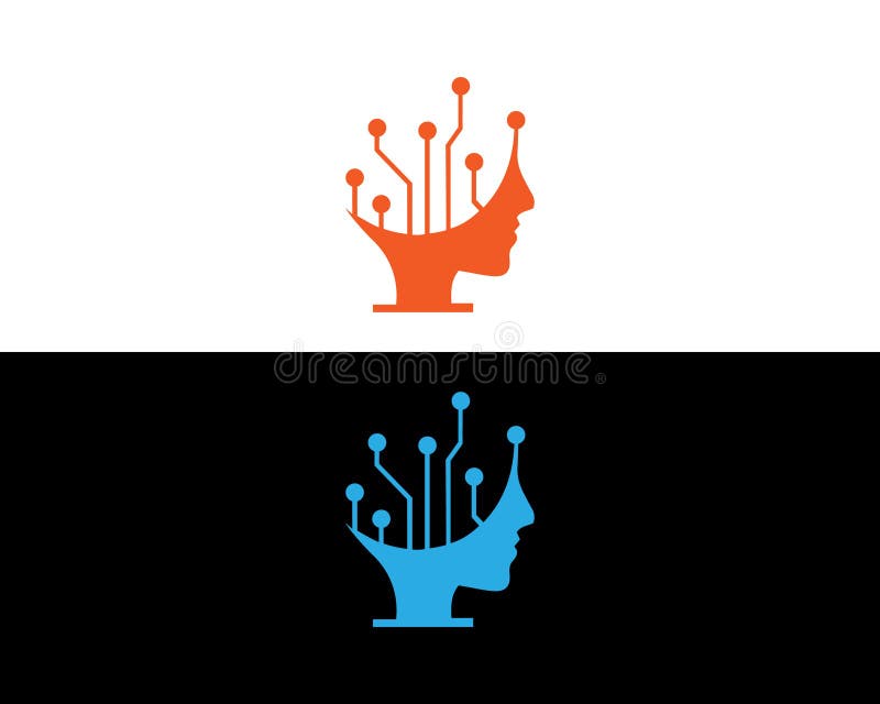 Human Head Technology Creative Logo Design Stock Vector - Illustration ...