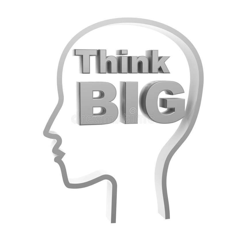 Human Head and Think Big Symbol Stock Illustration - Illustration of ...