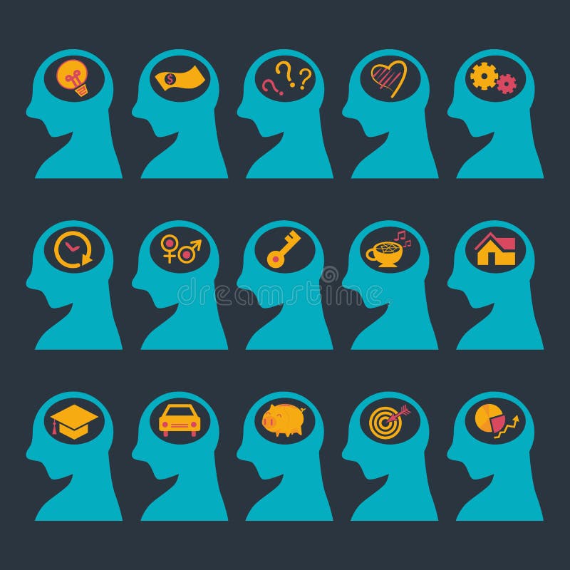 Human Head with Thinking Icon Stock Vector - Illustration of banking ...