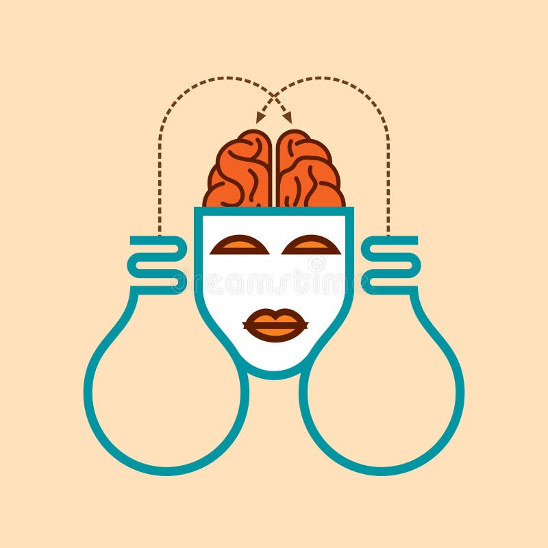 Human Head Thinking a New Idea with Power Stock Vector - Illustration ...