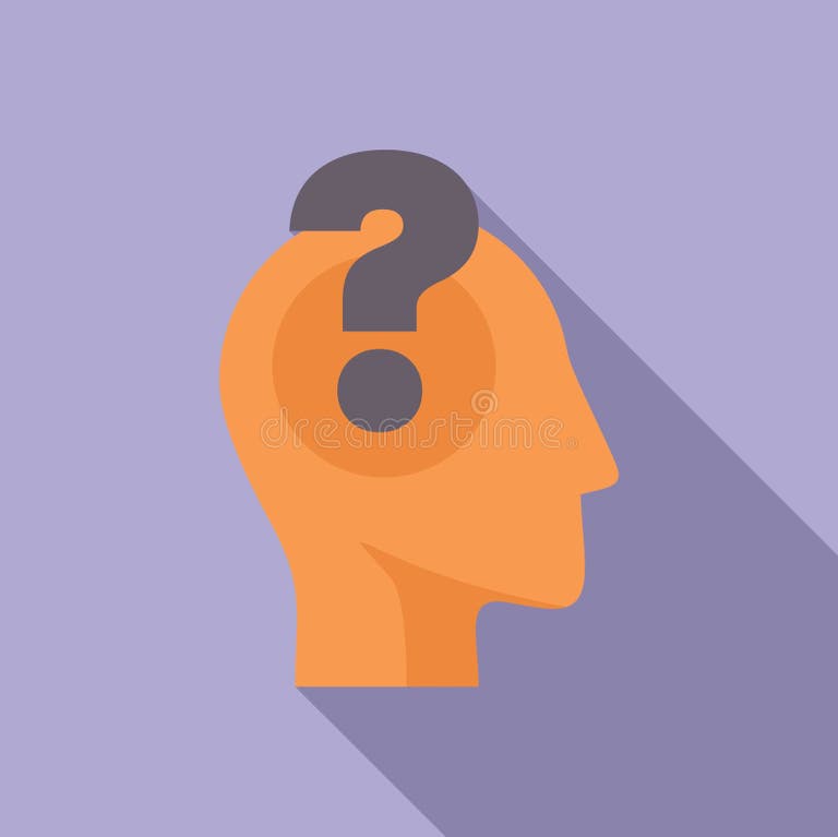 Human Head Thinking with Question Mark Inside Minimalist Flat Design ...