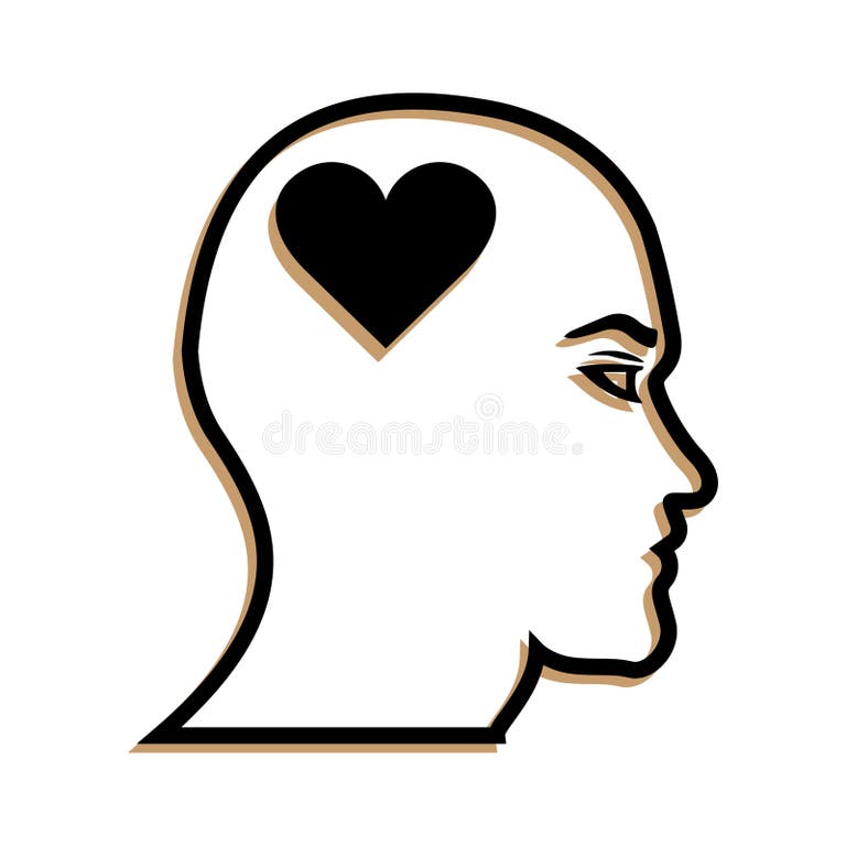 Human Head with Thoughts of Love. Flat Design Style. Suitable for Profiles, Presentations ...