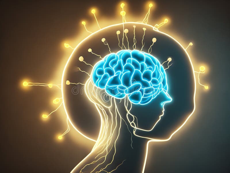 Human Head with a Vividly Glowing Brain, Symbolizing Intelligence and ...