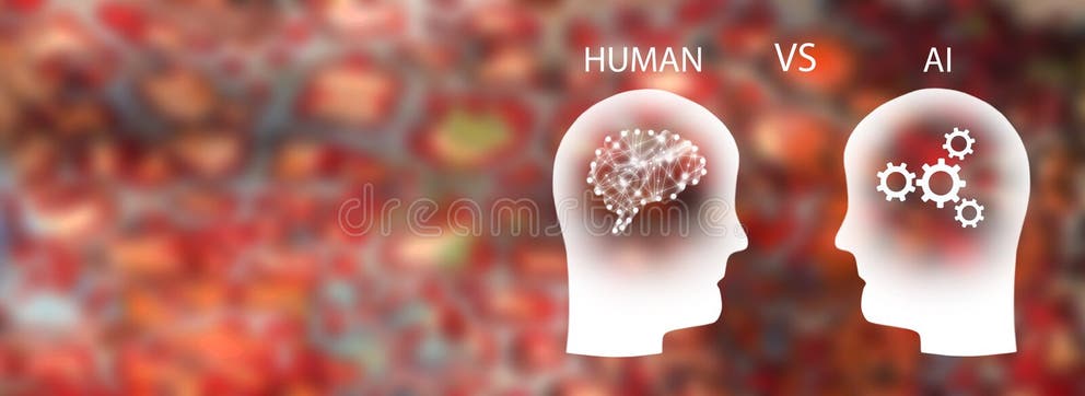 Human Head VS Ai. Human Intelligence Vs Artificial Intelligence Stock Photo - Image of ...