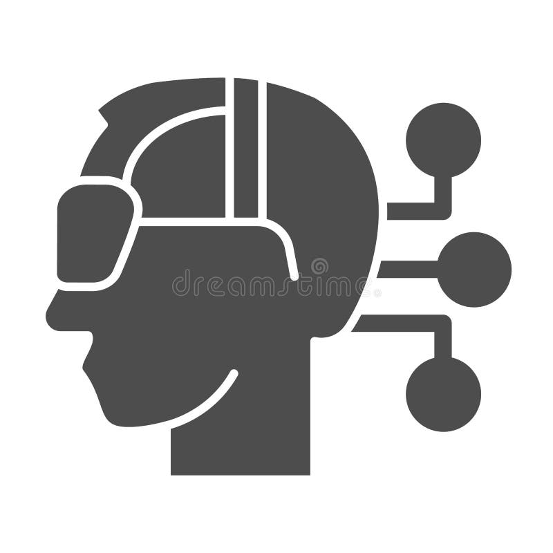 Human Head Wearing Virtual Reality Glasses Solid Icon, Smart Home ...