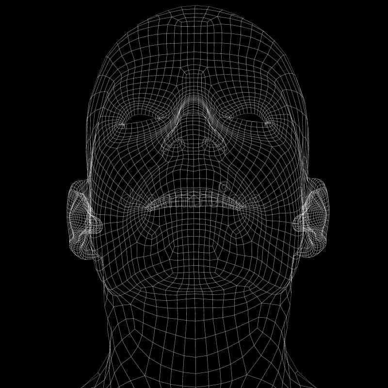 Wire frame cyber man face stock illustration. Illustration of nose ...