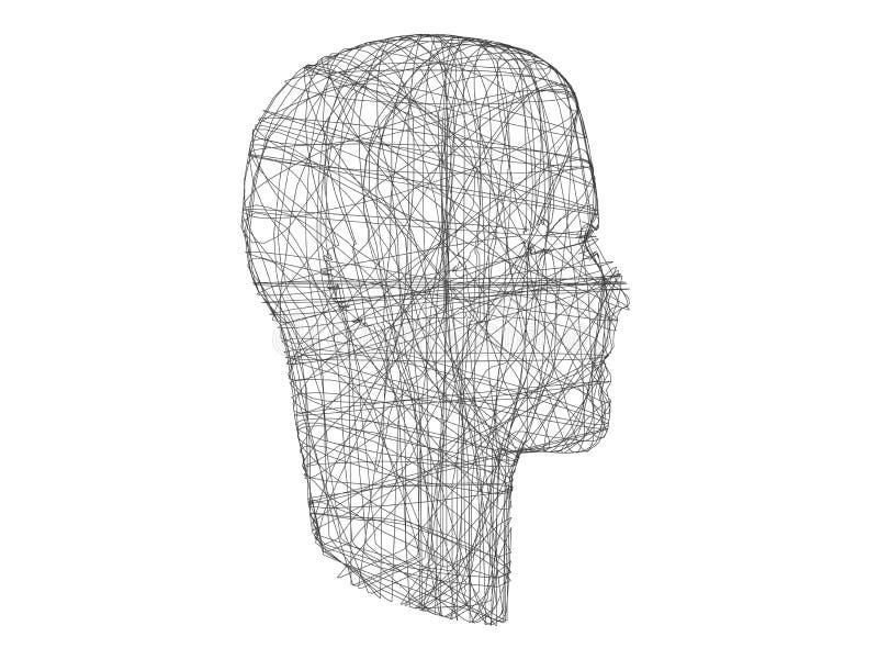 Human Head. Wireframe Model with Connection Lines on White, 3d Stock ...