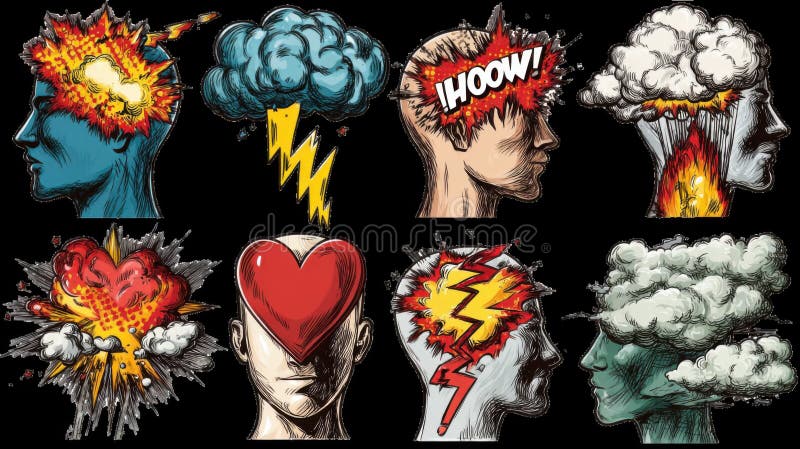 Human Heads Exploding with Powerful Emotions and Thoughts on ...