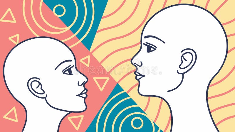 Human Heads Profile Connection and Communication Concept, Vector Design ...