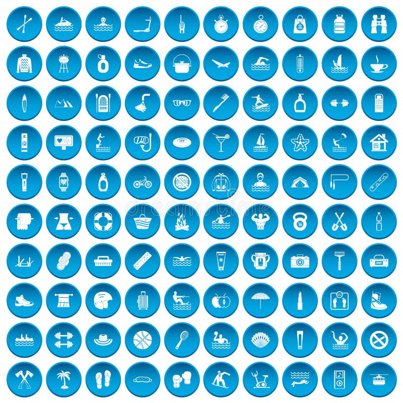 100 Human Health Icons Set Blue Stock Vector - Illustration of health ...