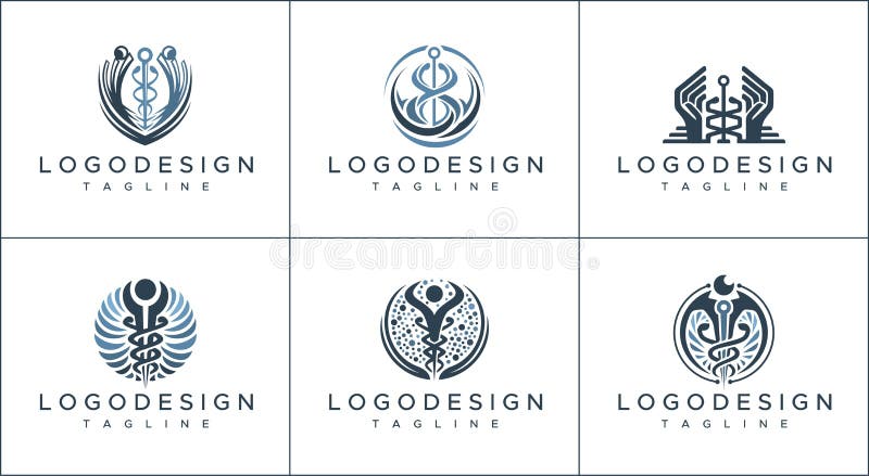 Human Health Logo Symbol Collection. Pharmacy Logo Design Template Set ...