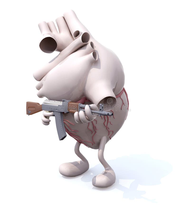 Human Heart with Arms, Legs and Rifle Stock Illustration - Illustration ...
