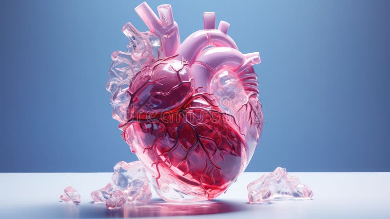 Human Heart on a Blue Background Stock Illustration - Illustration of ...