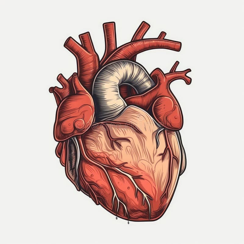 Human heart close up, 2d stock illustration. Illustration of blood ...