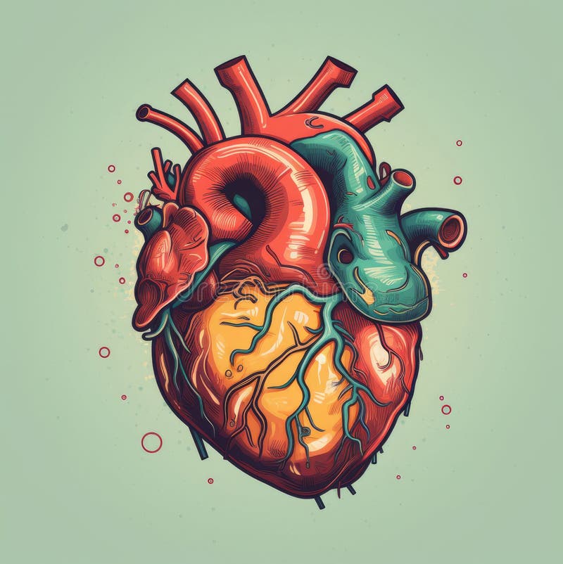 Human heart close up, 2d stock illustration. Illustration of cardiac ...