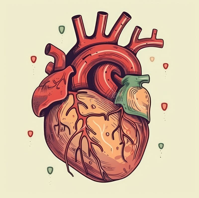 Human heart close up, 2d stock illustration. Illustration of system ...