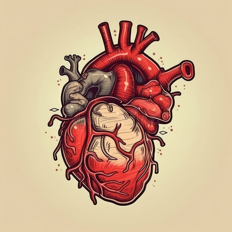 Human heart close up, 2d stock illustration. Illustration of coronary ...