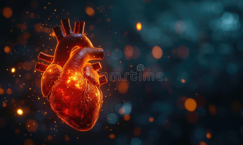 Human Heart Close-up. Human Heart on a Dark Background with Bokeh Stock ...