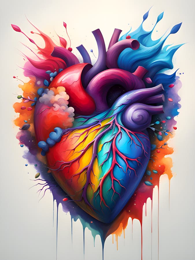Human Heart in the Color of Love Stock Illustration - Illustration of ...