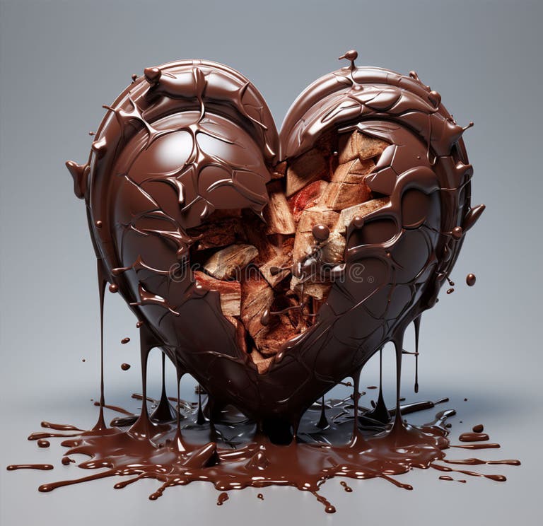 Human Heart Covered in Chocolate with Chocolate Dripping Stock ...