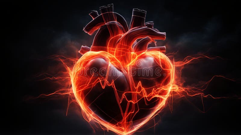 Human Heart on a Dark Background. Heart Medical Problems Concept Stock ...