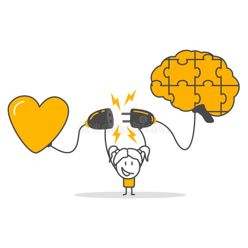 Human Heart Feeling is Associated with Logical Thinking Brain. Concept ...