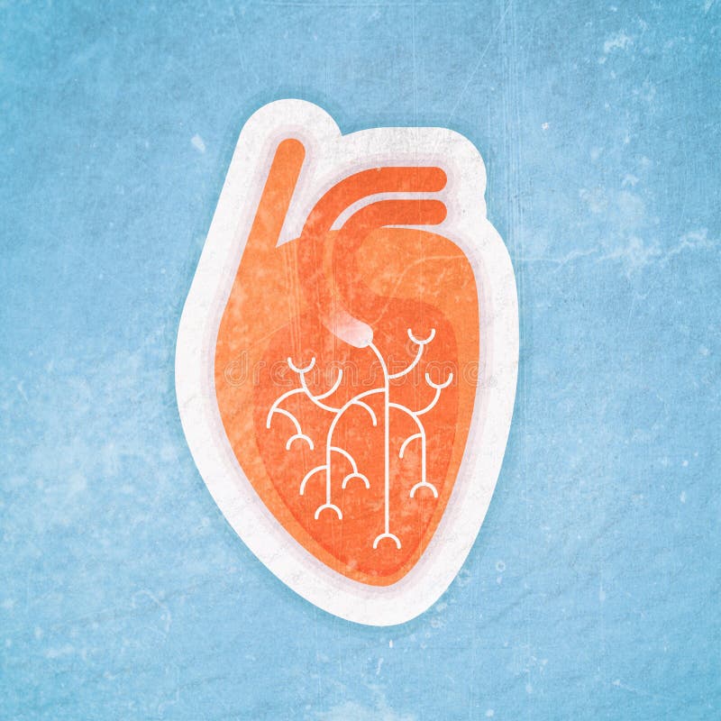 Human Heart Flat Textured Retro Illustration Stock Illustration ...