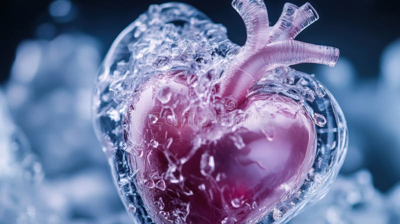 Human Heart in Ice. Selective Focus Stock Photo - Image of transplant ...