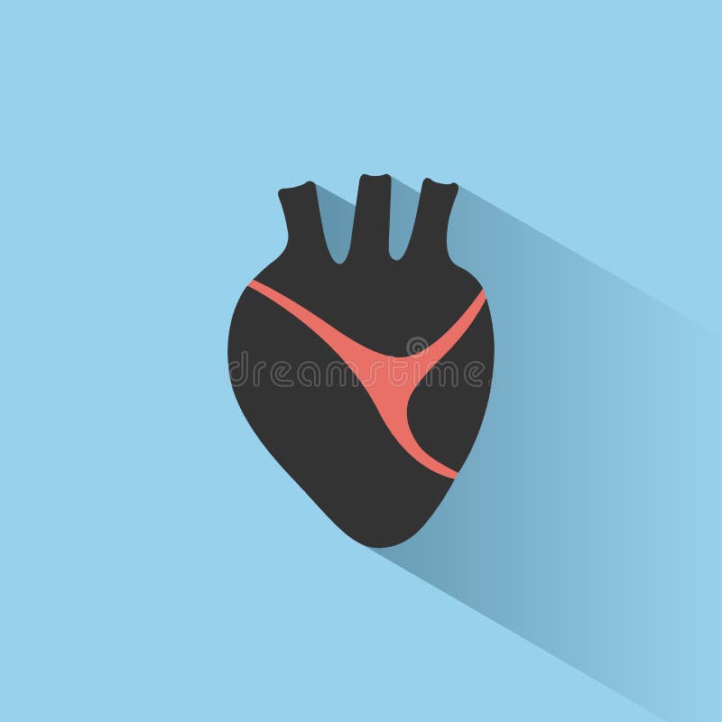 Human Heart Icon with Shade on a Blue Background Stock Vector ...