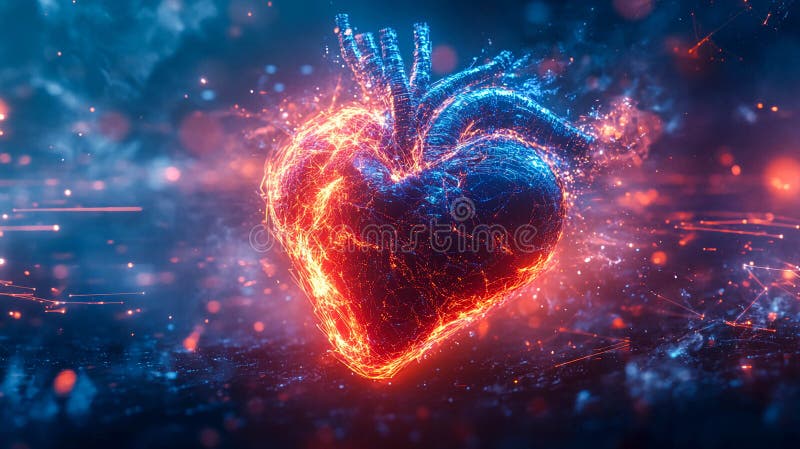 A Human Heart Made in the Form of a Complex Digital Design. Stock ...