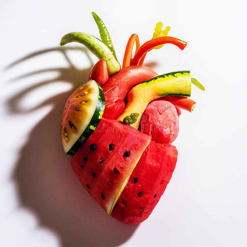 Human Heart Made of Fruits and Vegetables Stock Illustration ...