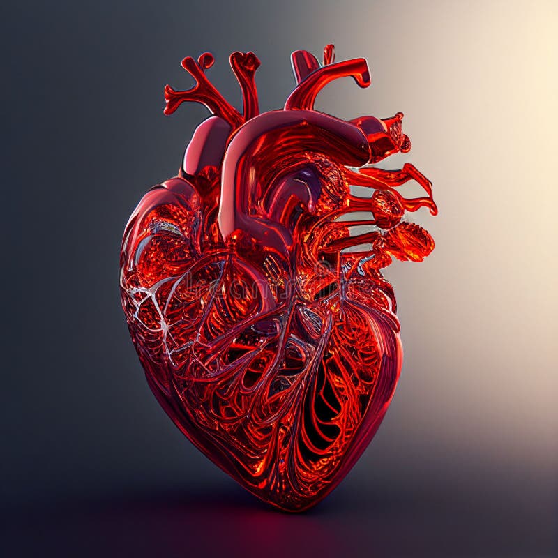 A Human Heart Made of Glass. Generative AI Stock Illustration ... A Human Heart Made of Glass. Generative AI Stock Illustration ...