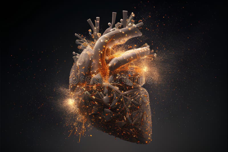 Human Heart Made of Particles on Dark Background. 3d Illustration Stock ...