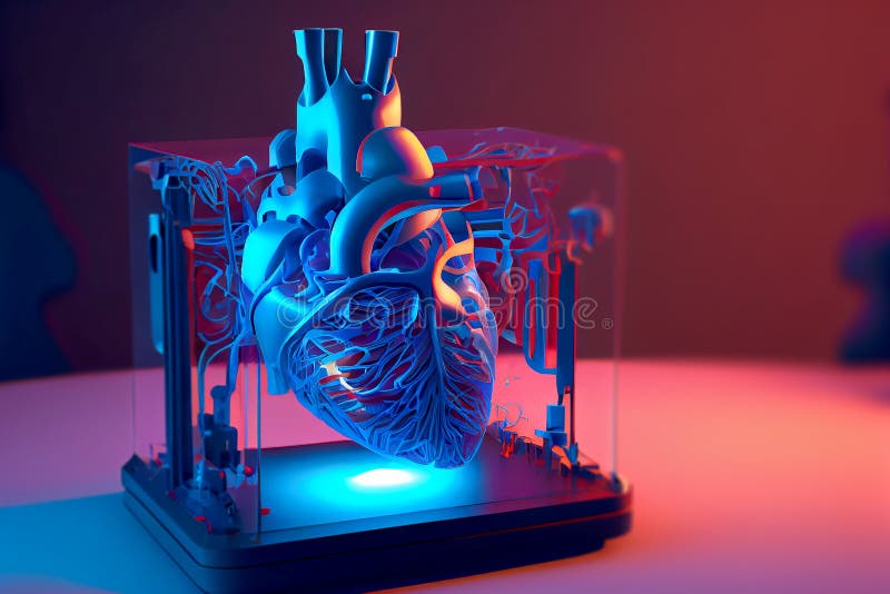 Human Heart Model Printed on a 3D Printer, Showcasing the Intricate ...