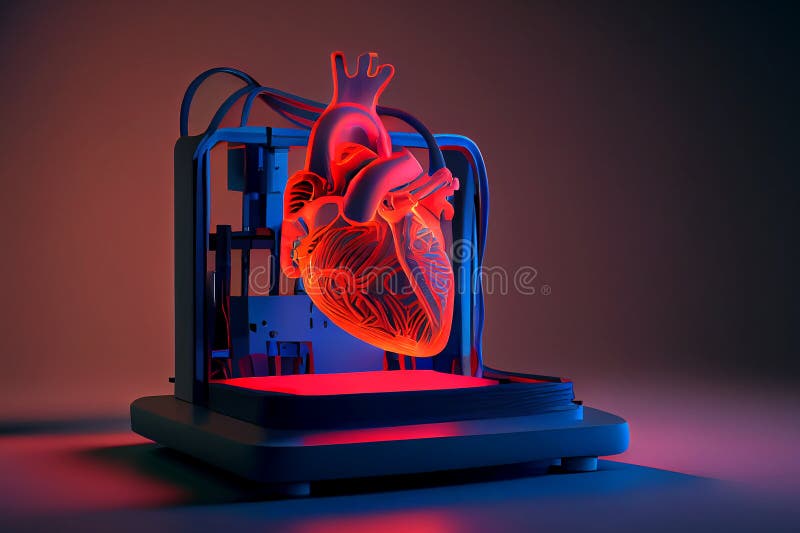 Human Heart Model Printed on a 3D Printer, Showcasing the Intricate ...