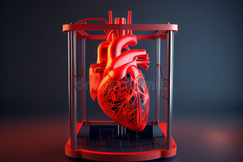 Human Heart Model Printed on a 3D Printer, Showcasing the Intricate ...