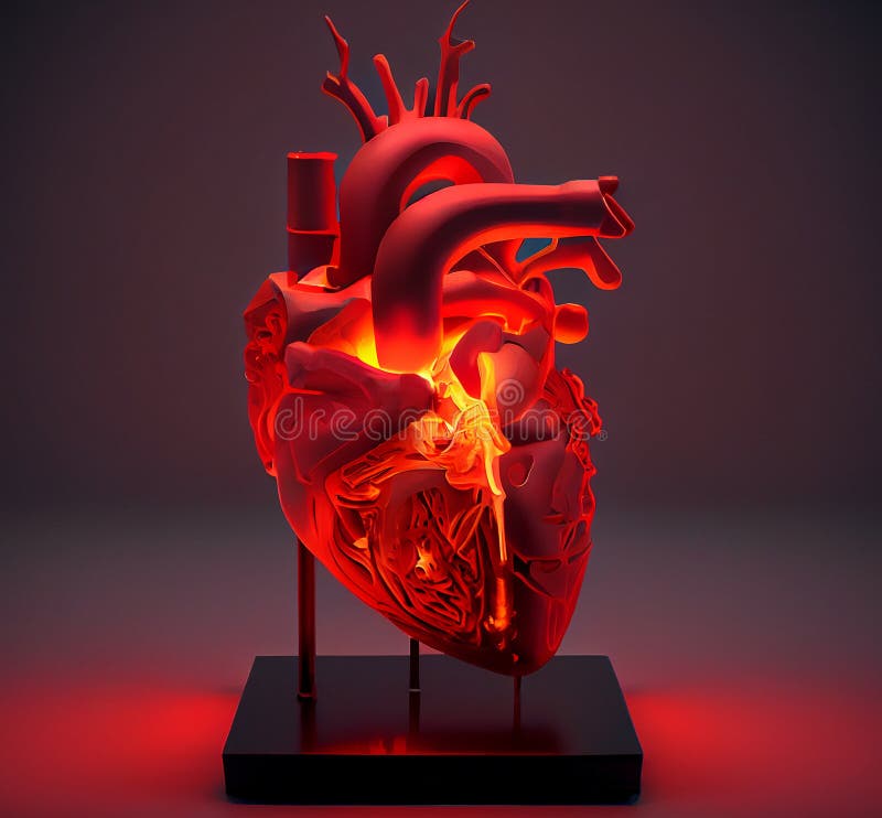 Human Heart Model Printed on a 3D Printer, Showcasing the Intricate ...