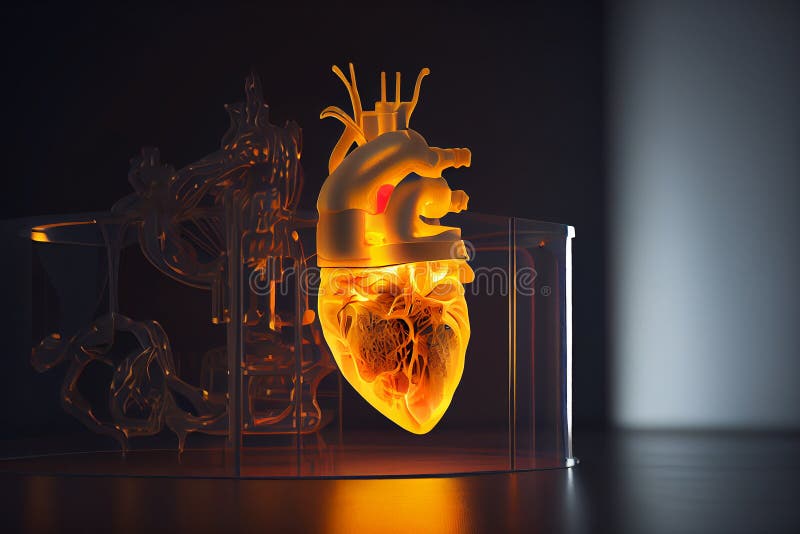 Human Heart Model Printed on a 3D Printer, Showcasing the Intricate ...