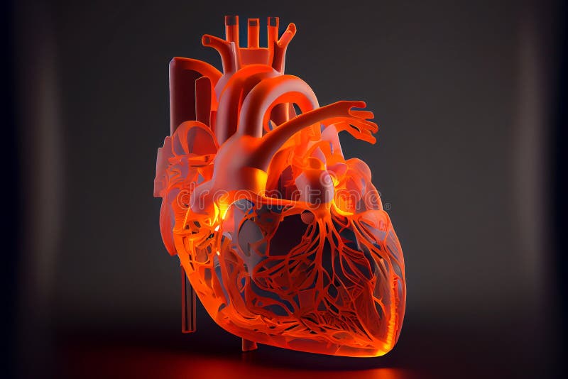 Human Heart Model Printed on a 3D Printer, Showcasing the Intricate ...