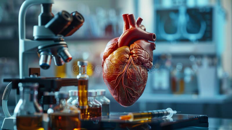 A Human Heart Model Suspended in a Laboratory Setting Under a ...