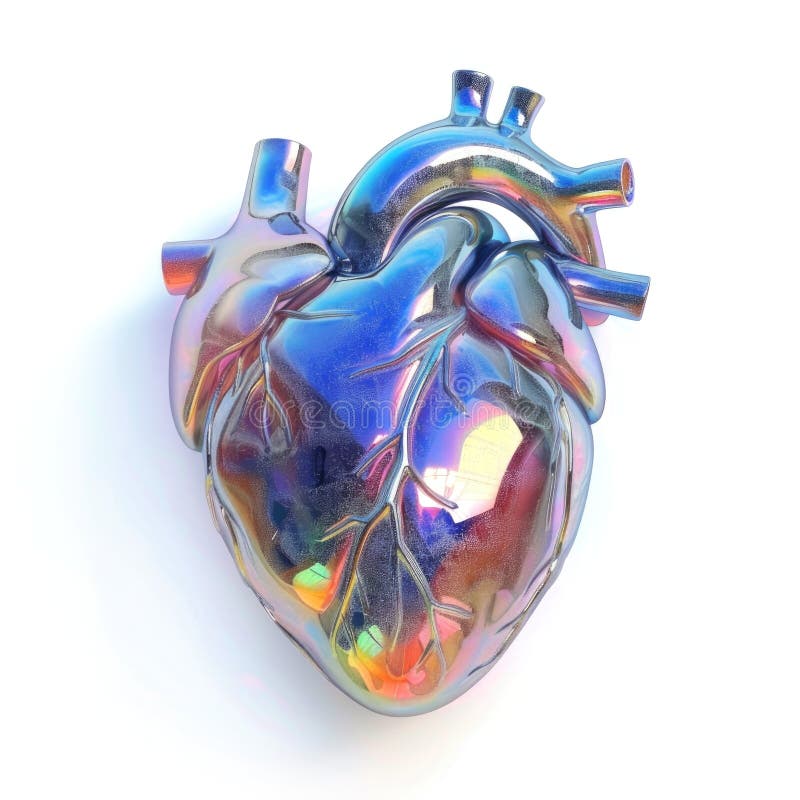 Human Heart with a Multicolored Iridescent Surface Stock Photo - Image ...