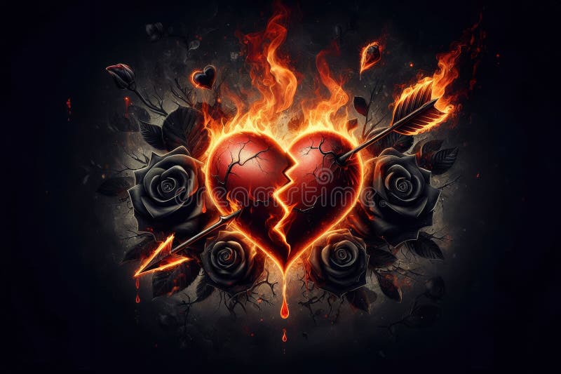 The Human Heart is Pierced by an Arrow and Burns with Fire among the ...