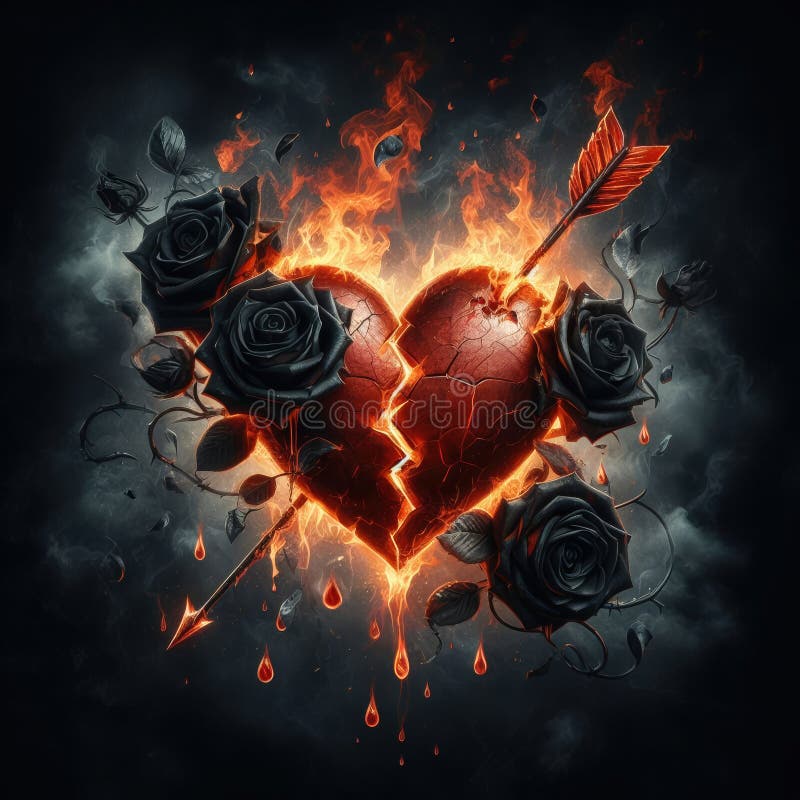 The Human Heart is Pierced by an Arrow and Burns with Fire among the ...