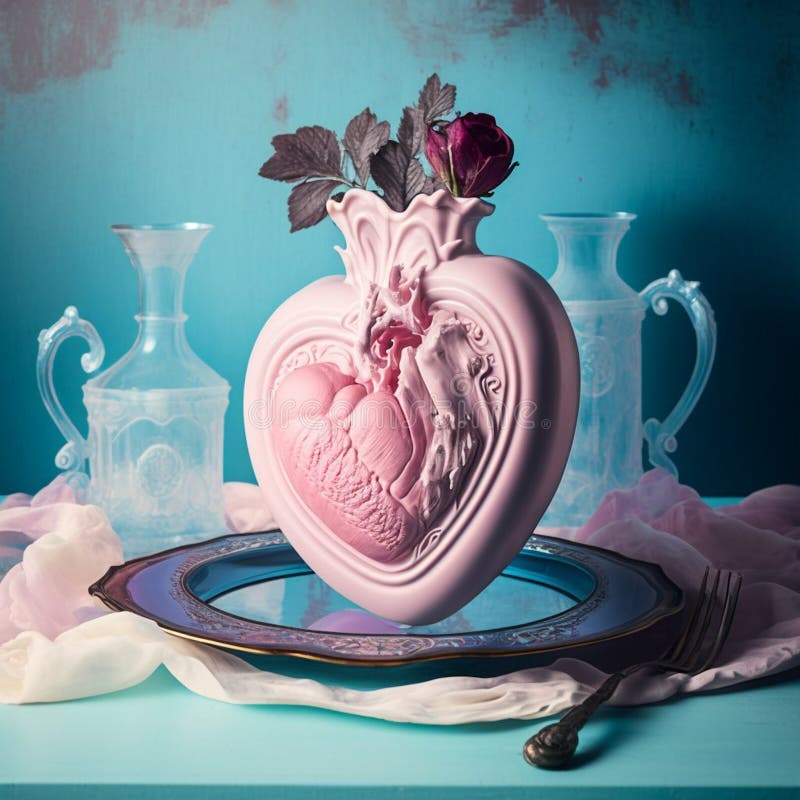 A pink human heart stock illustration. Illustration of cartoon - 271228257