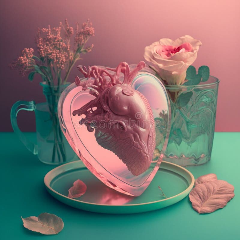 A pink human heart stock illustration. Illustration of plant - 271228421