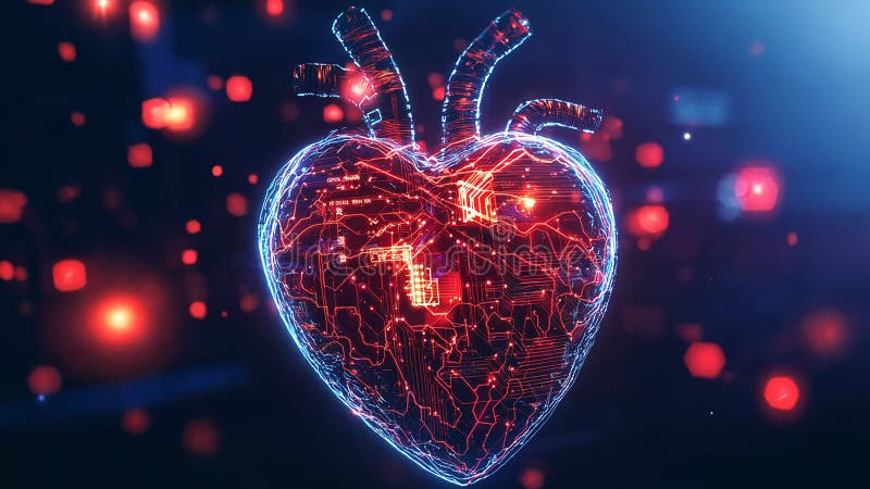 A Human Heart with Pulsating Circuits, Symbolizing the Connection ...
