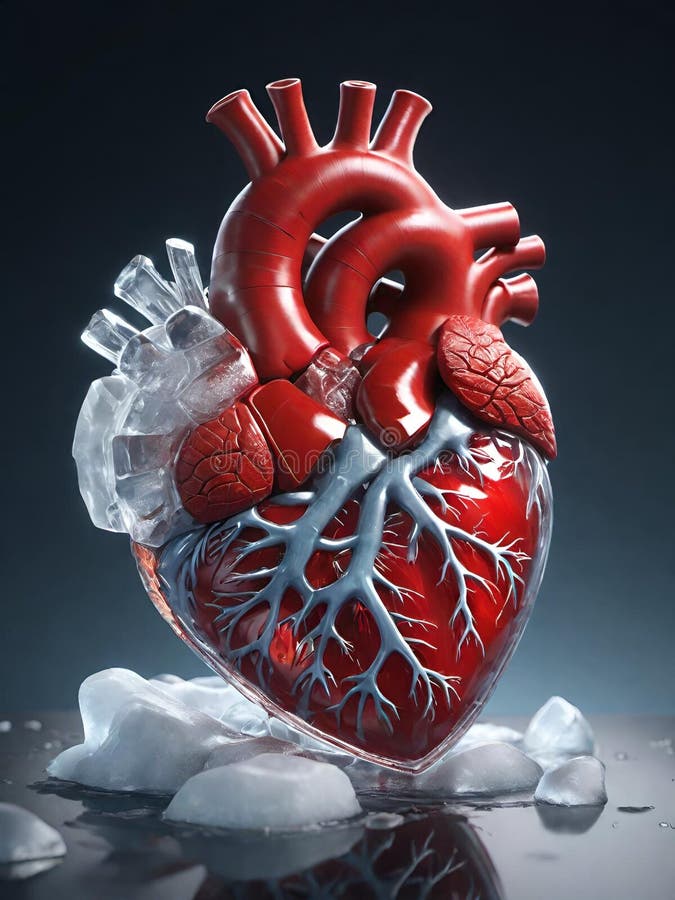 Human Heart with Red Blood Inside, 3d Illustration Stock Illustration ...